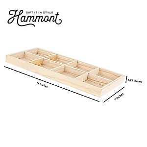 Hammont Rectangular Sectional Wooden Trays - 2 Pack - 7”x14”x1.25” - Eco Friendly Decorative Wooden Tray for Dry Fruits & Candies | Organic Wooden Tray for Gift & Home Décor
