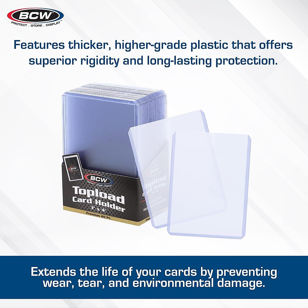 BCW 3x4 Topload Card Holder - Premium 20PT Thickness | 2 Pack (50 Total) | Quality Rigid PVC Protector for Standard Size Trading Cards | Card Holders for Sports Cards, MTG, Pokemon, and More