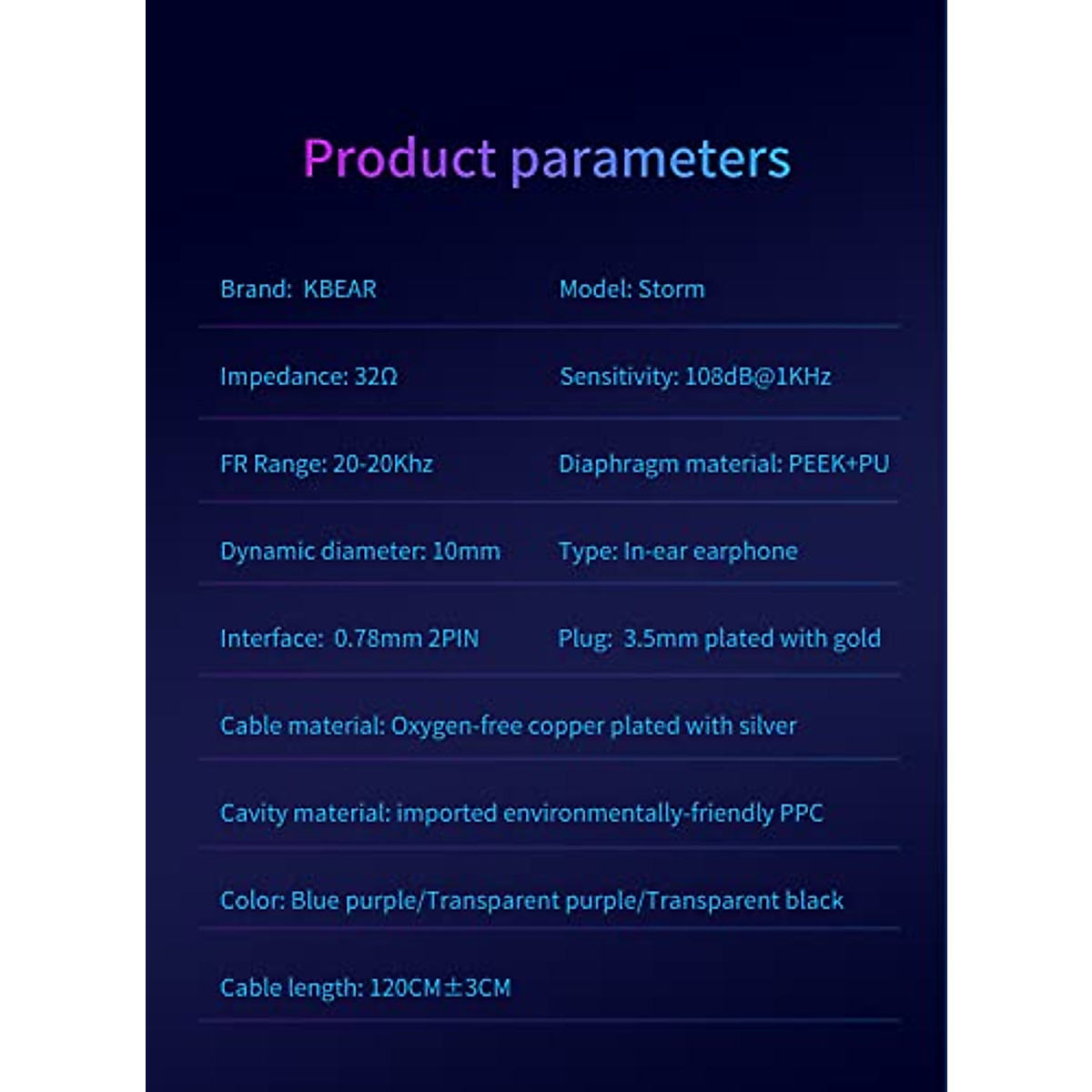 keephifi KBEAR Storm in Ear Monitor Headphones for Singers Musicians, Audiophile, 10mm Strong Magnetic Dynamic Driver Wired Earbuds in Ear Earphone IEM with Detachable OFC Cable (Black No Mic)