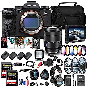 Sony Alpha a7R IIIA Mirrorless Digital Camera (Body Only) (ILCE7RM3A/B) + Sony FE 24-70mm f/4 Lens + 4K Monitor + Pro Headphones + Pro Mic + 2 x 64GB Memory Card + Photo Software + More (Renewed)