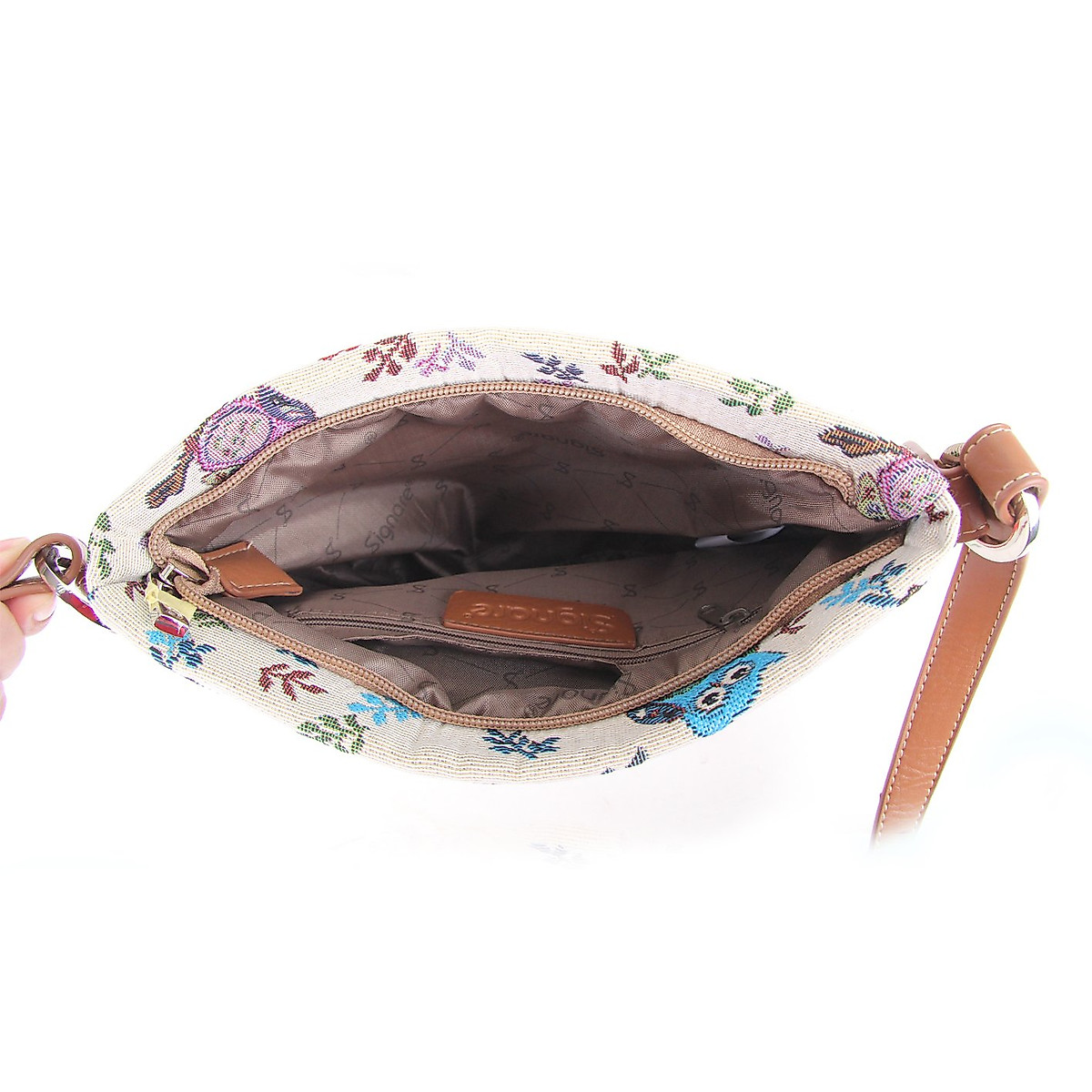 Signare Tapestry Crossbody Bag Shoulder Purse for Women In Owl Design (XB02-OWL)