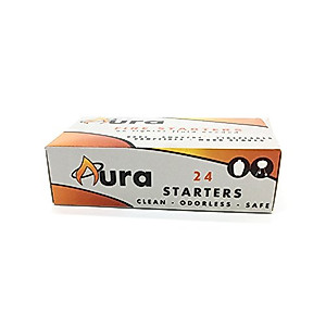 Aura BBQ All Natural Charcoal Barbeque Fire Starters, 24-Count for Big Green Egg, Kamado Joe, Primo Grill, Vision Grill, Weber Kettle, Fireplaces, Camp Fires and More!