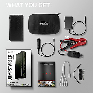 Infinity Light Jump Starter Battery Pack – 1000Amp 18,000mAh 12V Car Portable Battery Booster Pack Power Bank – 2 in 1 USB Charger with LCD Display, LED Light Emergency Warning Mode, 6L Gas/4L Diesel