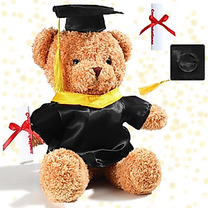 Graduation Bear Clothes Graduation Hat with Yellow Tassel Diploma Gown Outfit Plush Toy Cute Gown Clothes Accessories Fits Most 13 Inch Plush Bear Doll Small Stuffed Animal Graduation Costume