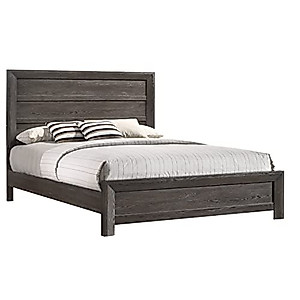 Rustic Style Grayish Brown 3pc King Size Bed Nightstand Set Solid Wood Master Bedroom Furniture