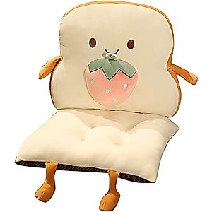 ChezMax Chair Cushion Plush Detachable Seat Back Cushion with Ties Thickened Chair Pads Toast Cartoon Waist Pillow for Outdoor Car Office Patio Bedroom Living Room Strawberry
