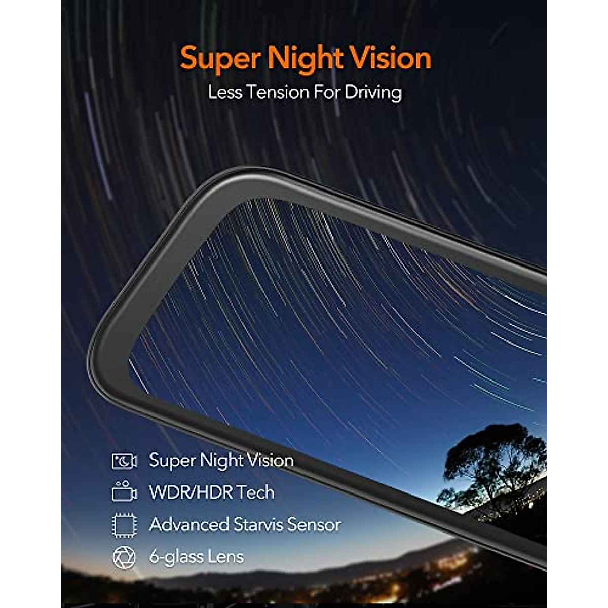 【G840S + Rear Camera Bracket】 WOLFBOX G840S Mirror Dash Cam for Trucks & Rear Camera Bracket