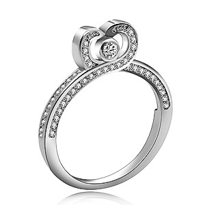 Uloveido 3Pieces Bridal Wedding Engagement Heart Rings Set Platinum Plated Jewelry Stacking Rings Set for Women Girls Anniversary Ring Gift with Cubic Zirconia Stons Y451 (7)