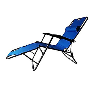 Lounge Chairs Outdoor,Folding Patio Lounge Chairs for Outside Adjustable Footrest Beach Sun Pool Lawn Chaise Chairs with Pillow for Camping Patio Lawn (Blue)