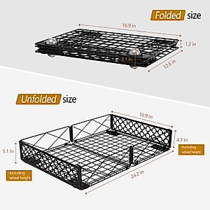 NADAMOO Under Bed Storage with Wheels, 2 Pack Rolling Under Bed Storage Containers，Foldable Metal Under the Bed Organizer Bins for Bedroom Clothes Shoes Blankets