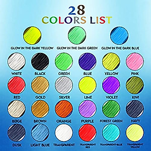 28 Colors, 3 Colors Glow in The Dark, Extra Long 3D Pen/Printer Filament 560 Feet, Premium PLA, Each Color 20 Feet, Bonus 100 Stencils Ebook Included by So Nice