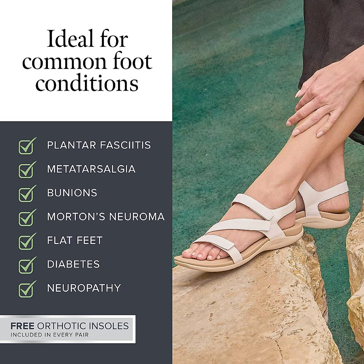 ABEO Oasis Sandals For Women | Arch Support Sandals | Ball of Foot Pain Relief | Built-In Metatarsal Pads Women | Ball Of Foot Cushions for Women Almond 8.5 Medium