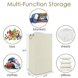 SNIGJAT Extra Large Laundry Hamper 100L, Tall Laundry Basket with Sturdy Handles, Dirty Clothes Basket for Bedroom, Large Basket, Sturdy Storage Basket for Clothes Toys Beige