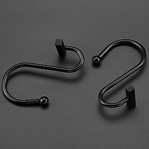 Black Shower Curtain Hooks, Rust Proof Shower Curtain Rings for Bathroom, CHICTIE Modern Metal Decorative Shower Hooks Hangers for Shower Curtain Rod, Square T Bar Shape Set of 12