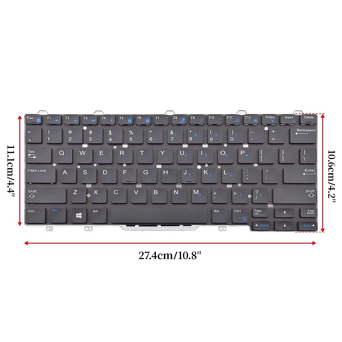 SUNMALL Replacement Keyboard Compatible with Dell Latitude 3340 3350 E3340 7350 E5450 E5470 E7450 E7470 13 7000 2-in-1 7350 Black US Layout Without Pointer No Backlight