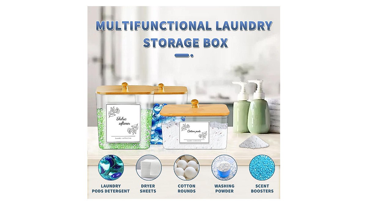 Laundry Room Organizing Containers for Detergent and Pods