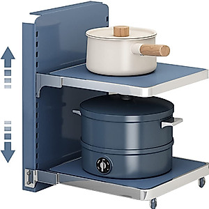 TINTON LIFE Pots and Pans Organizer Rack for Cabinet Adjustable 2 Tier Pan Rack Heavy Duty Metal Pots Organizer Holder Under Sink Cookware Organizer for Kitchen Organization and Storage