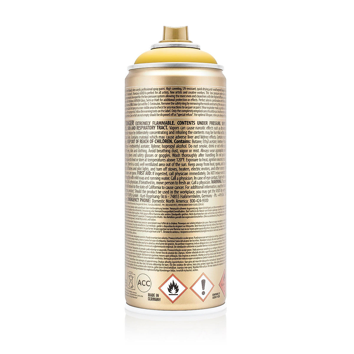 Montana Cans GOLD Spray Paint, 400ml, Yellow Submarine,MXG-G1210