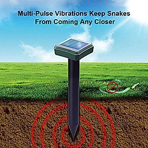 uollukoer Solar Mole Repellent Snake Repellent 4 Pack Outdoor Ultrasonic Gopher Control Spikes Waterproof Sonic Device Ultrasonic Gopher Repellent for Garden & Yard