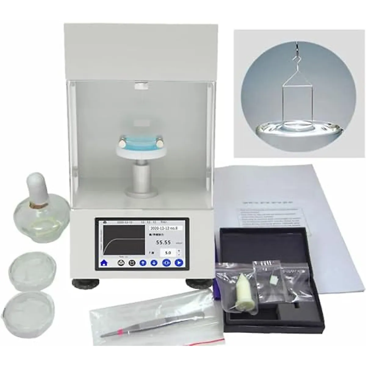 VTSYIQI Surface Tension Meter Interfacial Tensiometer Automatic Liquid Surface Tensiometer Measurement with Platinum Ring Measuring Range 0-1000mN/m Resolution 0.1mN/m 110V for Oil Industry Test