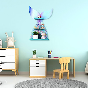 Bencailor Wall Decor Shelf Bedroom Hanging Shelf Wall Mounted Shelf Wooden Floating Shelves Bathroom Decor for Girls Bedroom Nursery Gift (Delicate Mermaid)