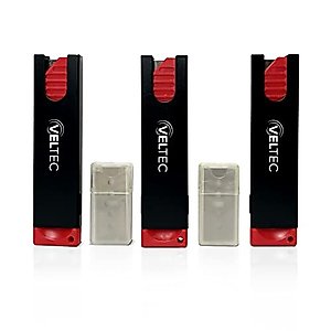 Veltec Auto Retractable Safety Utility Box Cutters, 3 Pack Cutters with 10 Extra Blades (VC800)