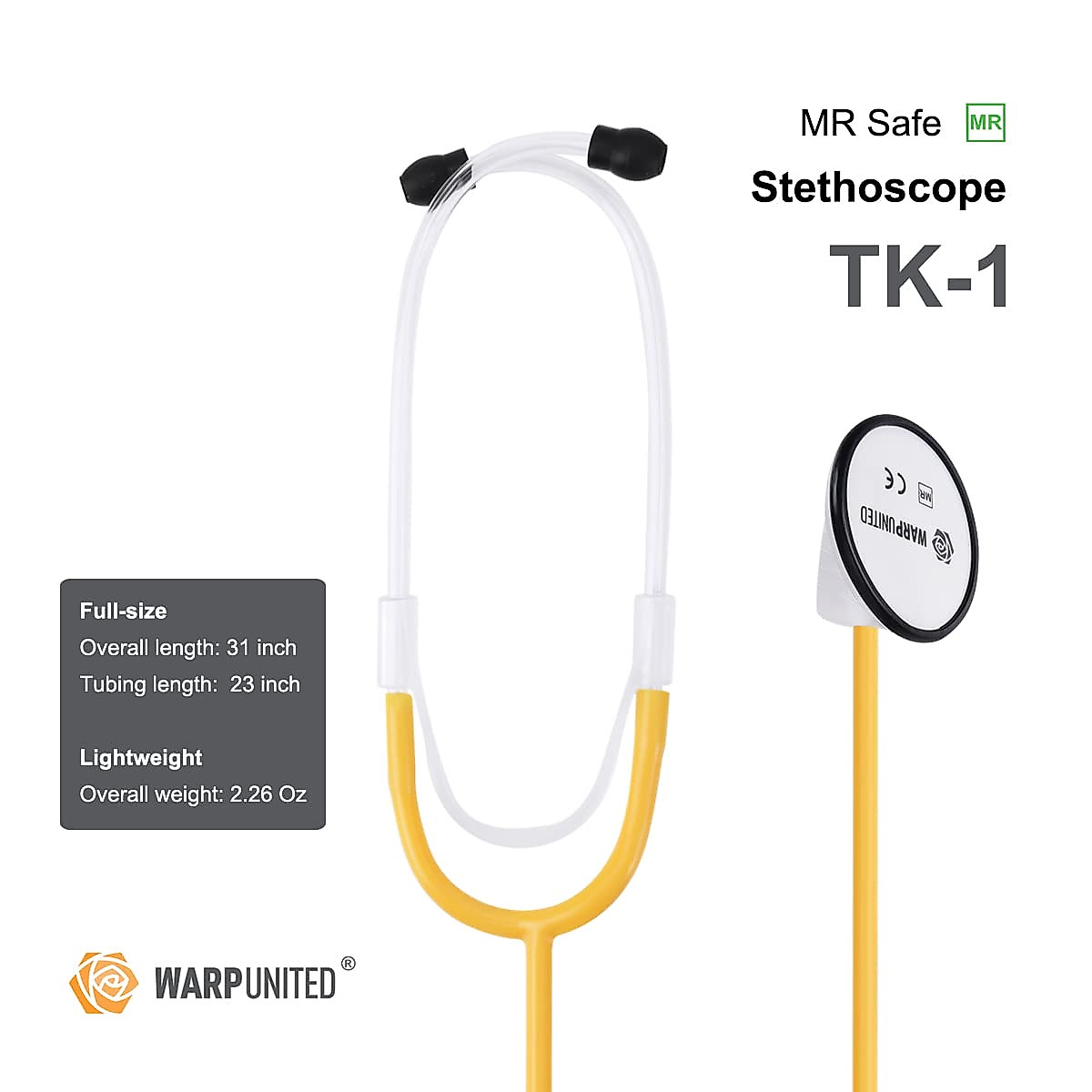 TK-1 Professional MR Safe Stethoscope Dual-Frequency Lemon Yellow