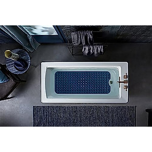 Duwenem Bath Mat for Tub and Shower - Extra Large 39 X 16 Inch Non Slip Bathtub Mat with Drain Holes & Suction Cups - Machine Washable Bathroom Mat (Navy Blue)