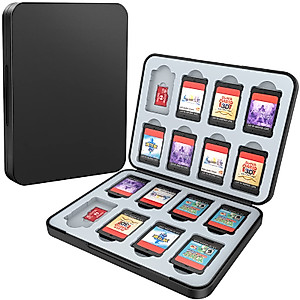 HEIYING Game Card Case for Nintendo Switch&Switch OLED,Portable Switch Lite Game Card Storage Case with 16 Game Card Slots and 16 Micro SD Card Slots. (Black)