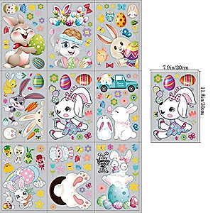 DmHirmg Easter Window Clings, Upgraded Static Easter Window Sticker, Easter Decorations Window Clings Stickers Decal,Cute Bunny Radish Eggs Carrot Decals for Kids School Office Home Glass Decals for Easter Home Party Decorations Supplies 9 Sheets