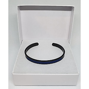 Secret Squirrel Challenge Coins Thin Blue Line Cuff Bracelet Black Stainless Steel Jewelry Gifts for Police Boyfriend Husband Girlfriend or Wife Women Female Officer - LEO designed