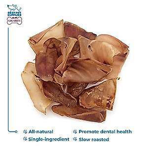 GigaBite Roasted Pig Ears for Dogs, Natural and Healthy Chews, Treats in Whole, Slices, or Sticks, Safe for Puppies and Aggressive Chewers, Clean Teeth and Gums - Pack of 100