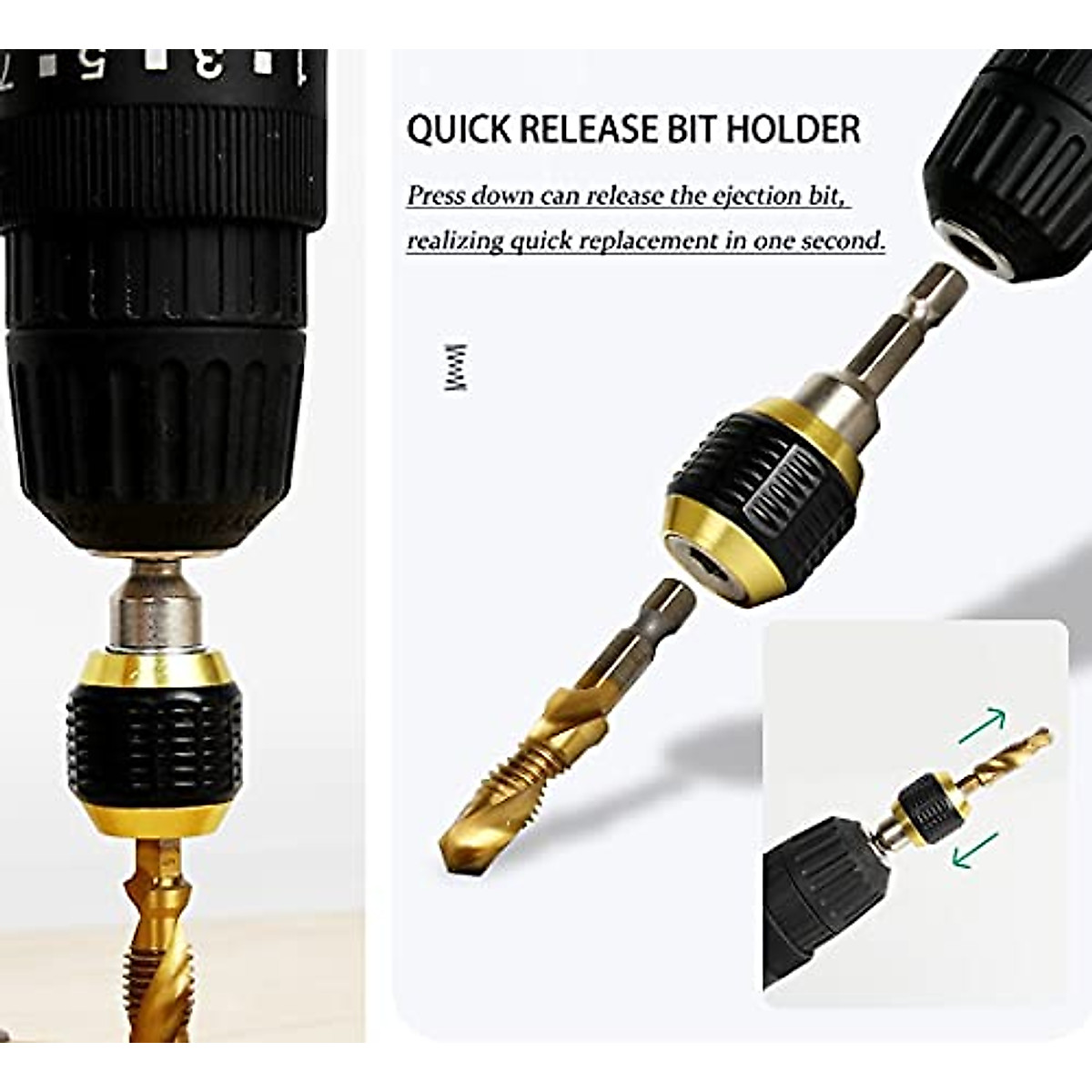 Saipe 2 Pcs 1/4 Inch Hex Shank Drill Bit Extension Screwdriver Bit Holder Extension Rod Self-Locking Drill Bit Holder Quick Release Chuck Adapter Connector Power Drill Tool [60mm Length]