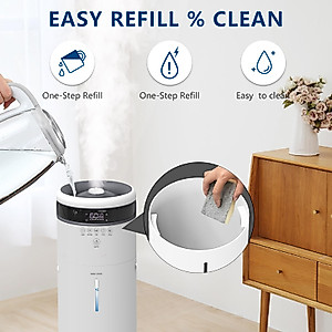 Humidifiers 4.5Gal/17L Humidifier Large Room Top Fill Large Humidifiers for Home 2000 sq ft with Remote Control Large Room Humidifier Quite Whole House Humidifier for Bedroom Tower Humidifier Plant