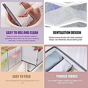 3 Pcs Wardrobe Clothes Organizer, Jeans Compartment Storage, Reinforced Handle Thickening Fabric, Foldable Washable Drawer Organizers, Mesh Clothes Storage Organizer for Bedroom (Gray)