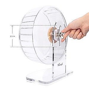 Niteangel Super-Silent Hamster Exercise Wheels - Quiet Spinner Hamster Running Wheels with Adjustable Stand for Hamsters Gerbils Mice Or Other Small Animals (M, Transparent)