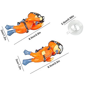 ZUOFANG 2Pcs Floating Aquarium Decorations, Small Fish Tank Decorations Decor, Betta Fish Toys for Fish Tanks Accessories, Cute Miniature Little Diver