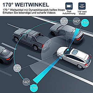 Dash Camera for Cars, Dash Cam 1080P Full HD Dual, 32G SD Card, Dashcam 170 Wide Angle 2.4" LCD Display, Super Night Vision, G-Sensor, Parking Monitor, WDR, Loop Recording