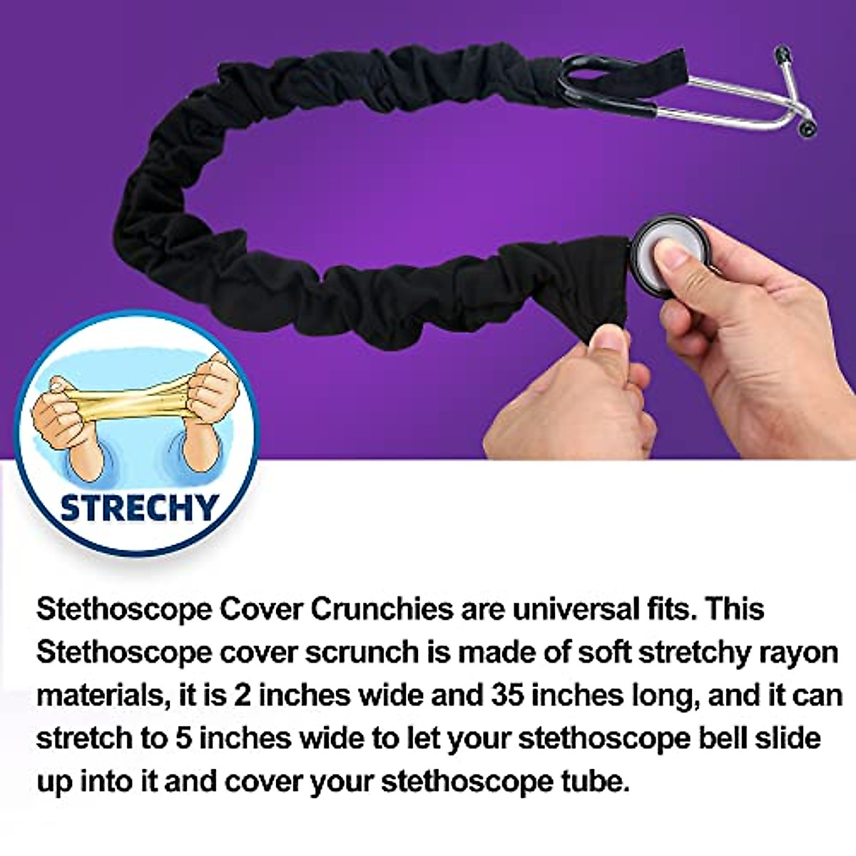 Stretchy Stethoscope Cover Scrunchie, Stretchy Slim Looking Stethoscope Sleeves Universal Fit to All Types of Stethoscopes
