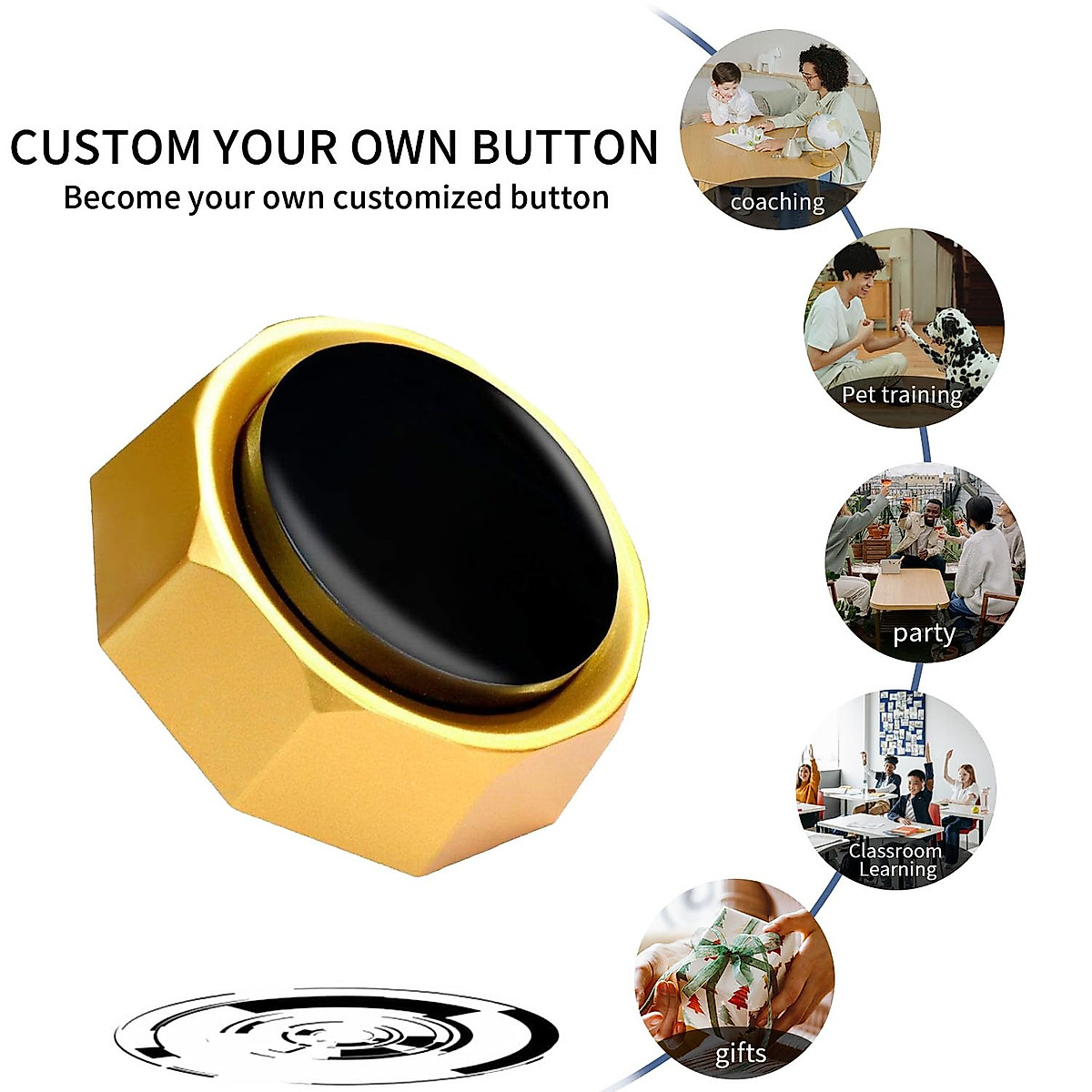 RIBOSY USB Sound Button - Make Your Own Button by Uploading Audio Files - Support 100+ Recordings - Top Recordable Quality Playback (USB Cable Included)