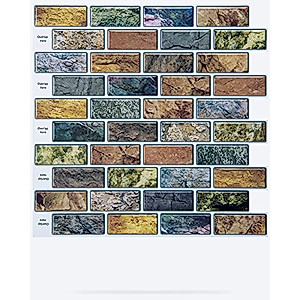 Art3d 10-Piece Peel & Stick Kitchen/Bathroom Backsplash Tiles, 12" X 12" Colorful Marble Tile Design