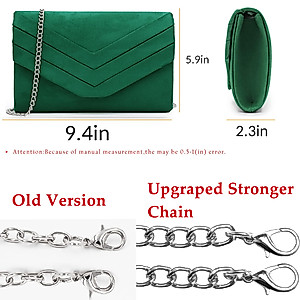 Milisente Clutch Purse for Women, Suede Envelope Evening Purses Crossbody Shoulder Clutch Bag (Green)