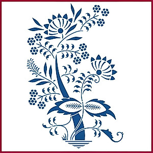 Blue Danube 1 Stencil -16" x 10.75" Blue Onion Style Flower Floral Arrangements Bouquet Romantic DIY Vase Pitcher Decor Painting Gifts Crafts Laser Cut Mylar Reusable Templates - The Artful Stencil
