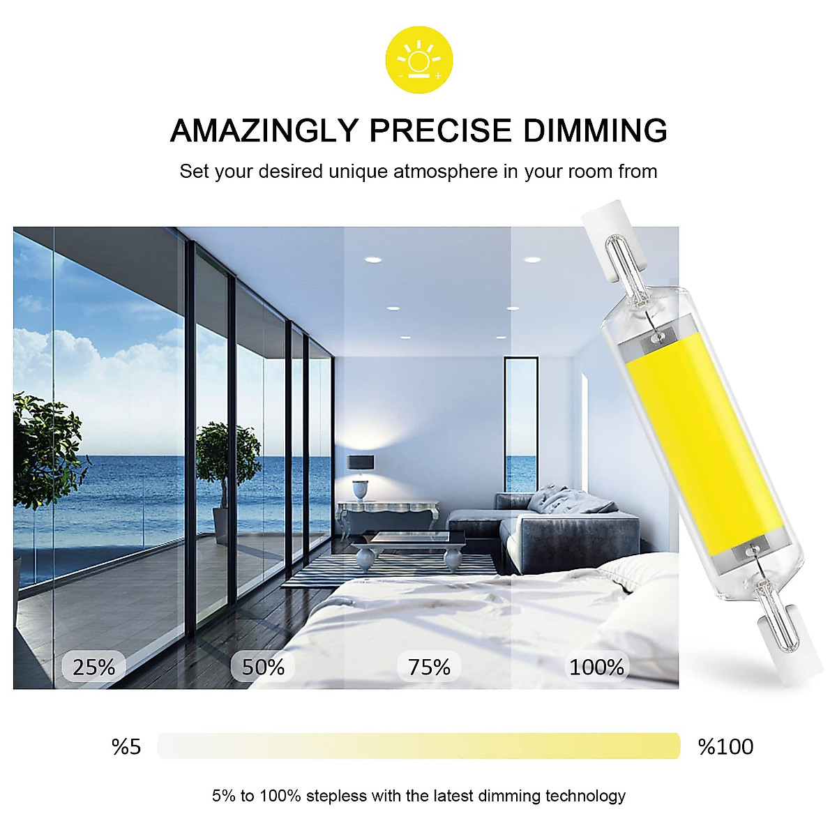 78mm 10W R7S LED COB Light Bulb 100W Equivalent T3 J78 J-Type Linear Bulb 120V R7S Base Dimmable 78mm Double Ended Flood Light Bulbs 360°Beam Angle Landscape Lights 6000K (Cool White, 4 Pack)