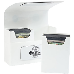 Monster Protectors Magnetic Double Deck Box - White, Holds 150 Gaming TCGs, Self-locking Closure, Compatible w Standard & Smaller Size Gaming Trading Cards, Removable Construction, Christmas Gift