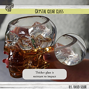 G Francis Crystal Skull Glasses Drinking Set - 2pk 350mL Skeleton Skull Shaped Unique Whiskey Glasses for Wine Cocktails and More