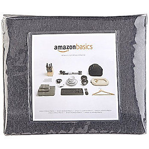AmazonBasics - Spannbetttuch, melierter Jersey-Stoff, Dunkelgrau - 90 x 200 x 30 cm