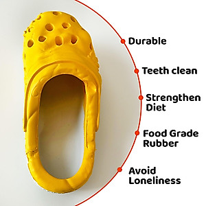 Generic Durable Rubber Slipper Dog Toy for Aggressive Chewers – Interactive Toy for All Breeds – Tough, Indestructible, and Ideal for Pet Training & Teeth Cleaning, Yellow