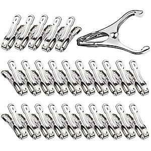 JULMELON 25 Pcs Greenhouse Clips,Stainless Steel Greenhouse Clamps,Heavy Duty Garden Clips with Large Open Strong Grip for Fixing Netting Cover Film,Season Plant Support Clips