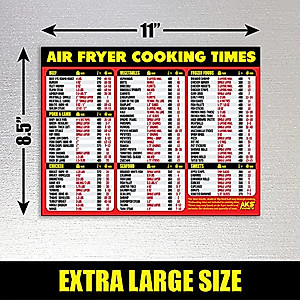 Air Fryer Magnetic Cheat Sheet - Large Print Easy to Read Airfryer Accessory - Air Fryer Cooking Times Chart Magnet, Air Fryer Cookbook Guide, Air Fryer Cheat Sheet, Air Fryer Oven Accessories (Red)